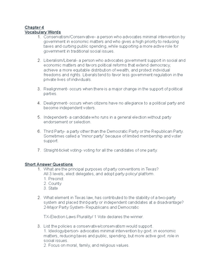 Texas Government Exam 2 Review- Chapter 3 - Chapter 3 Vocabulary Words ...