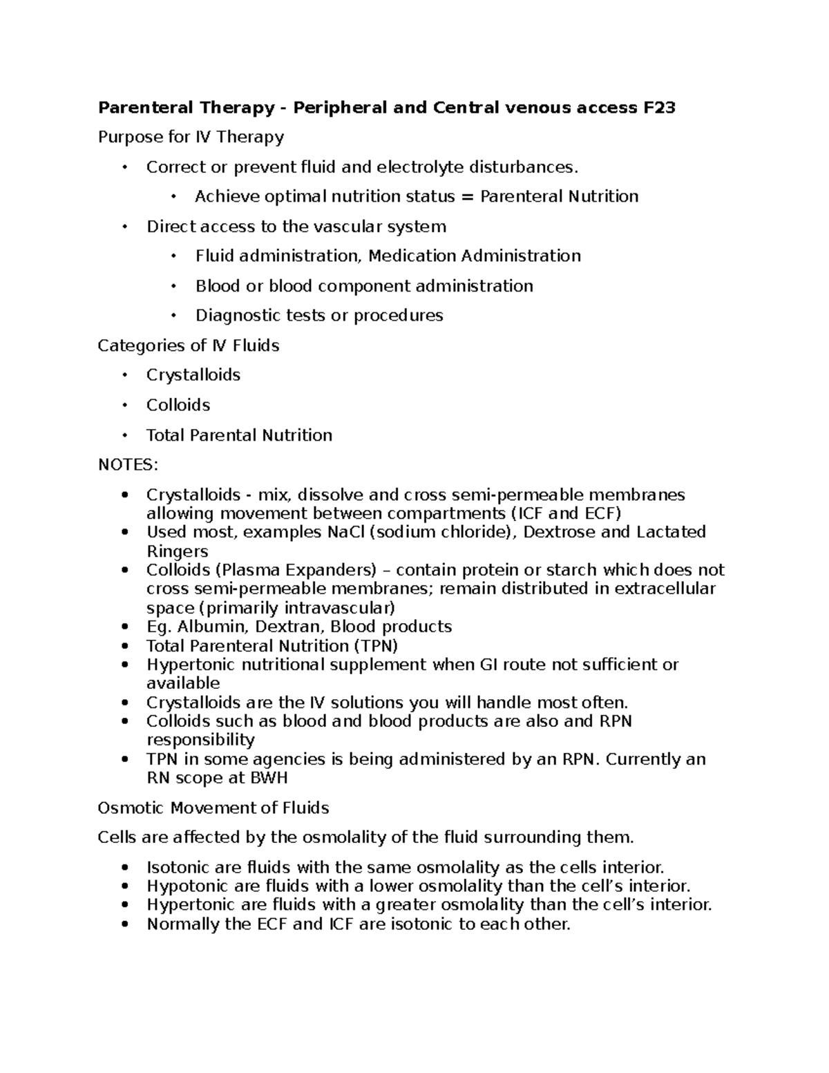 Parenteral Therapy - Achieve optimal nutrition status = Parenteral ...