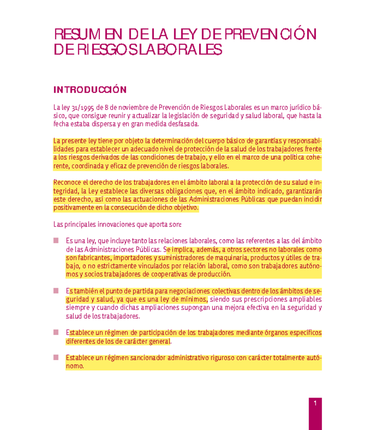 TEMA 7 - cosas varias - INTRODUCCIÓN La ley 31/1995 de 8 de noviembre ...