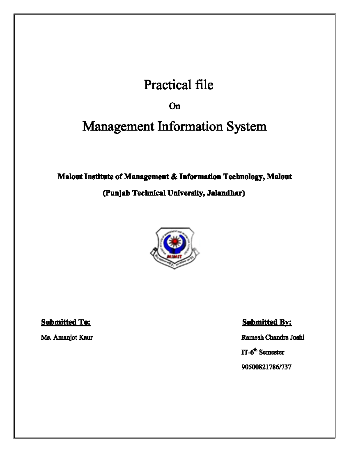 MIS Practical file - MIS - M.tech - Studocu