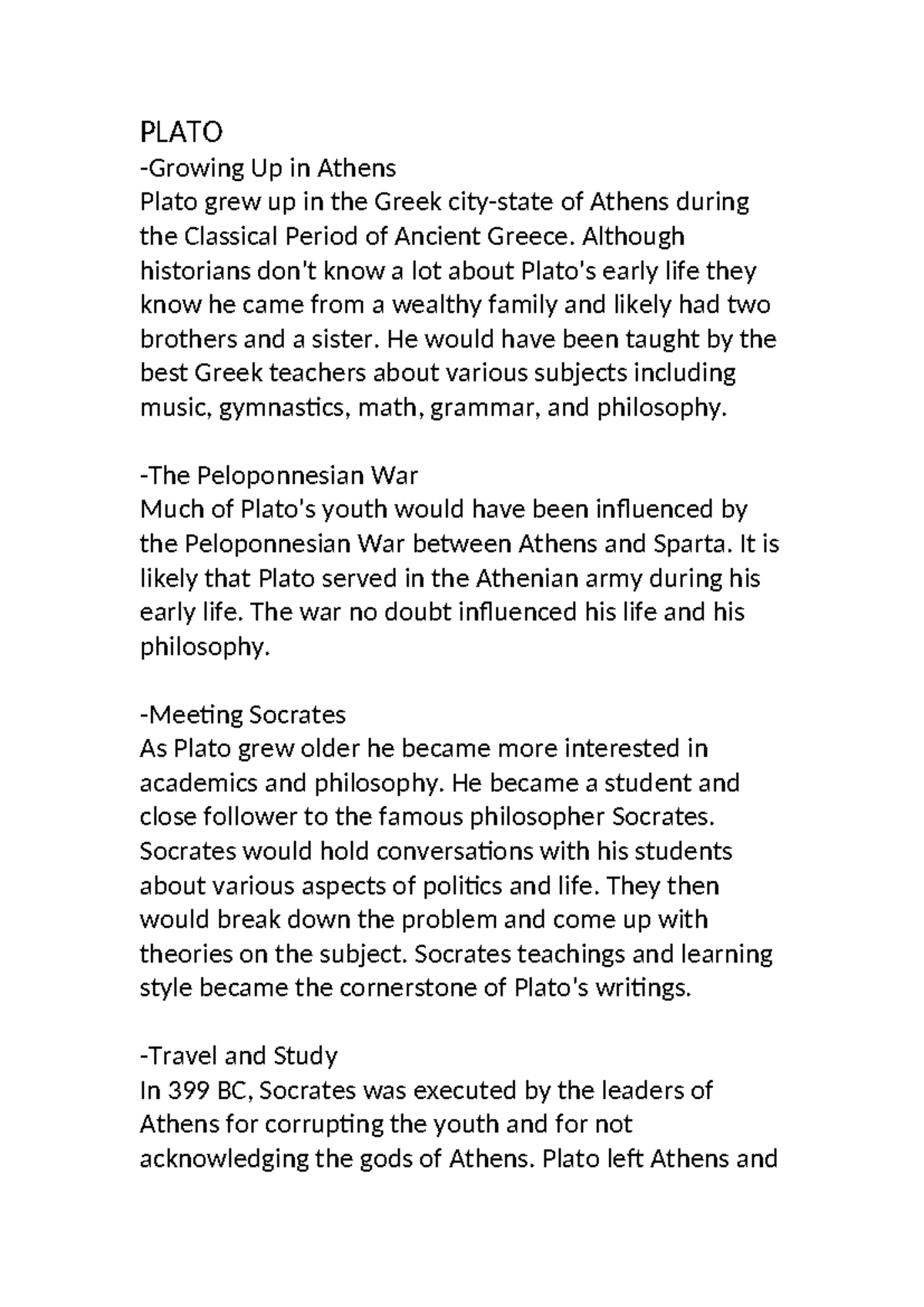 Plato 2 - Understanding the self - PLATO -Growing Up in Athens Plato ...