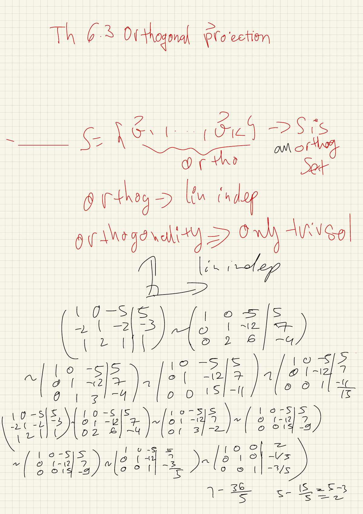 Th 6.3 Orthogonal Projection - Th 6. Orthogonal Projection -> SiS - s 4w an orthog Set orthog ...