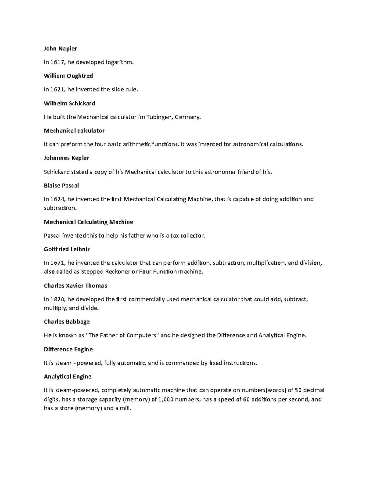 History of Computer Reviewer - John Napier In 1617, he developed ...
