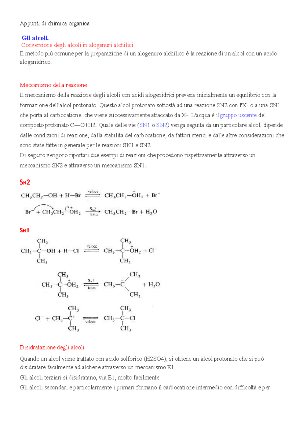 Alcoli - Appunti di chimica organica Gli alcoli. Conversione degli ...