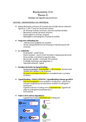 Tema A - Summary Biochemistry - Biochem 214 Theme A Key concepts Cells ...