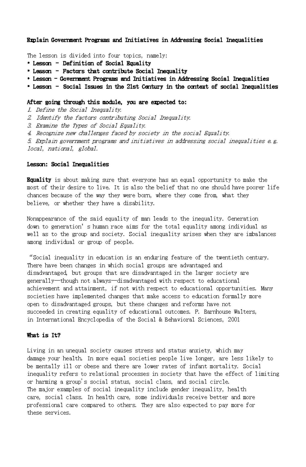 Government Programs and Initiatives in Addressing social inequalities ...