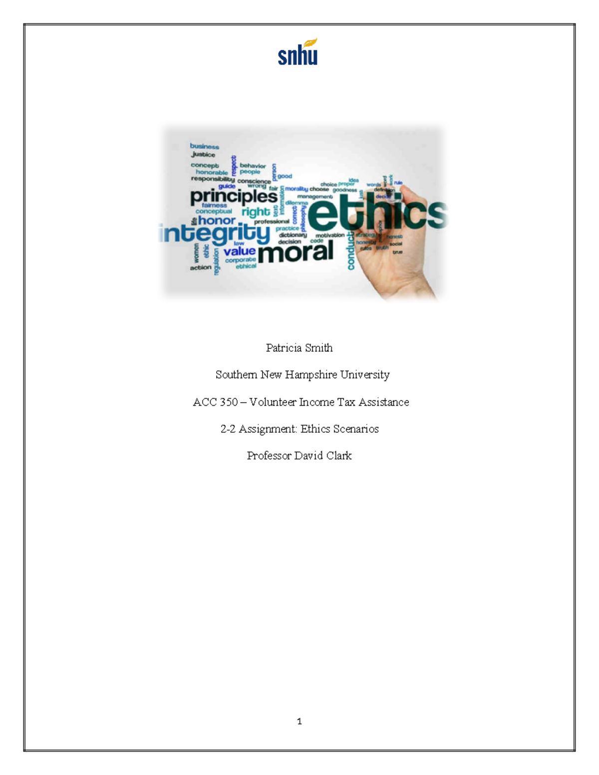 2-2 Assignment Ethics Scenarios - Patricia Smith Southern New Hampshire ...