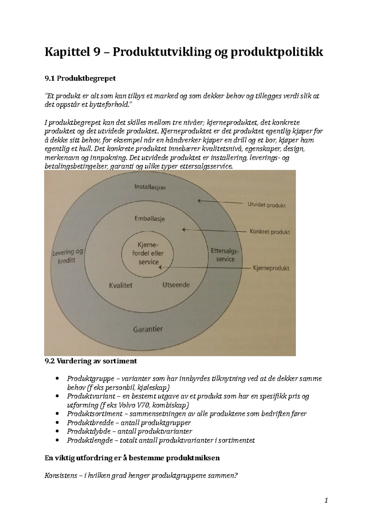 Kapittel 9 – Produktutvikling og produktpolitikk - Kapittel 9 ...