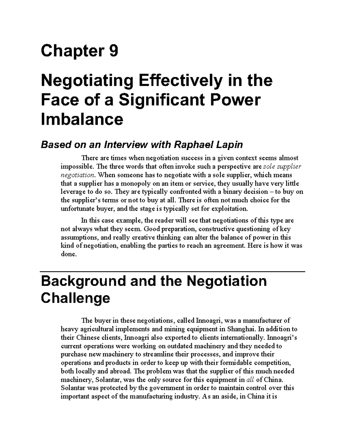 09 ch09 Negotiating in the face of power - Chapter 9 Negotiating ...
