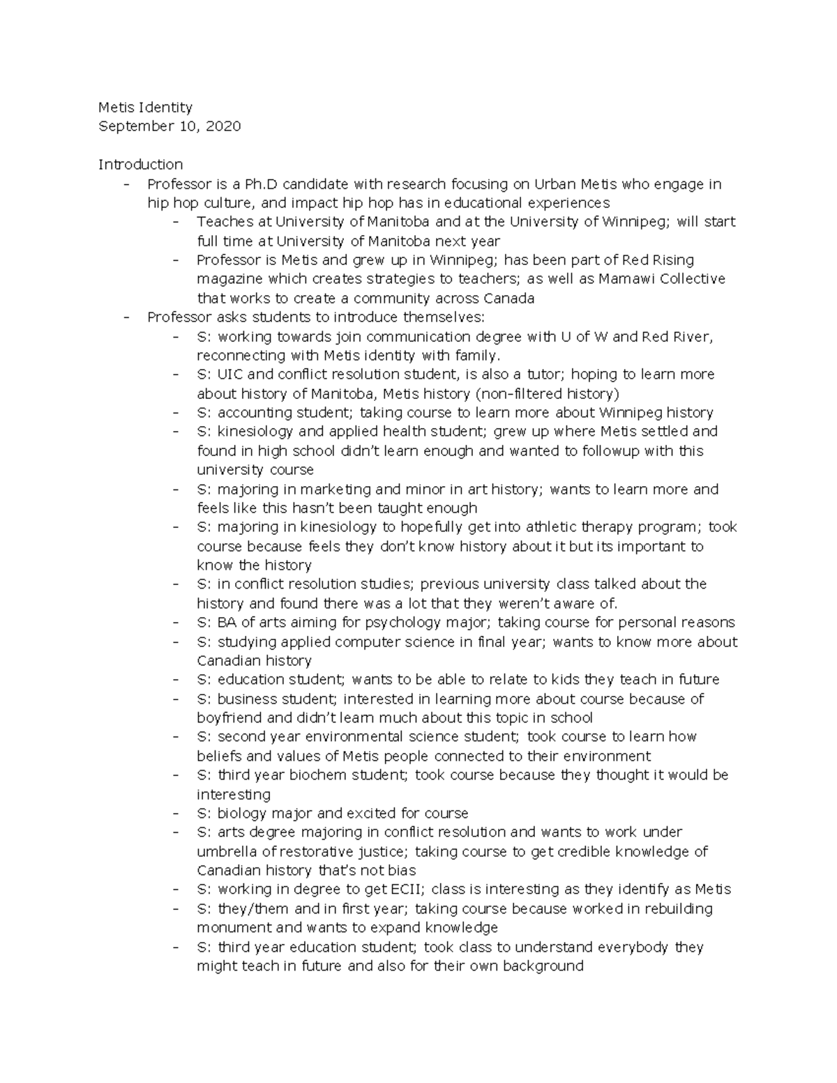 Metis Identity, Culture and Rights - Sept 10 - Metis Identity September ...