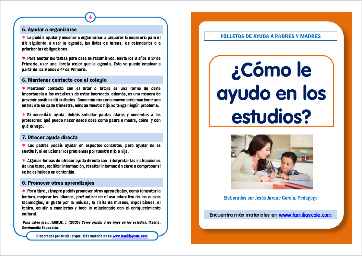 08 folletos como le ayudo estudios - Le podéis ayudar y enseñar a ...