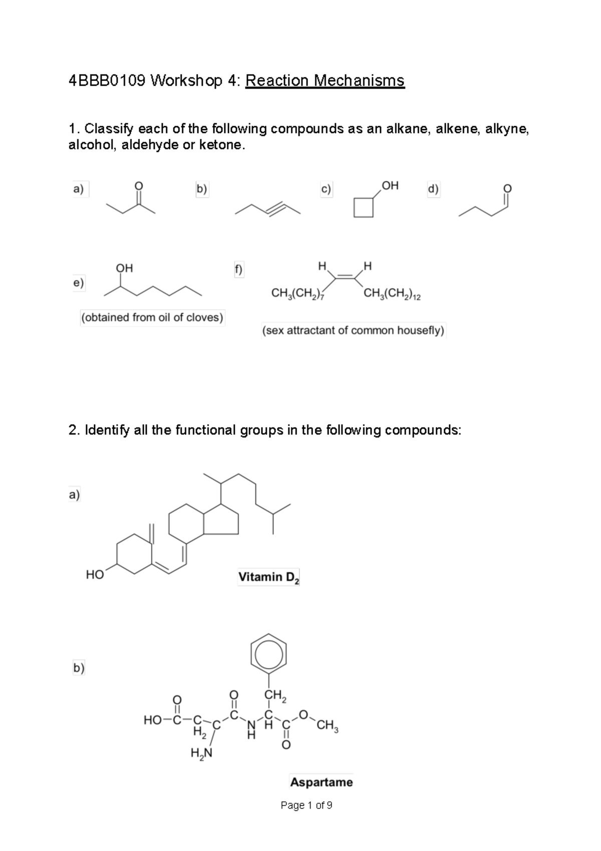 PSW5Reaction Mechanism new - 4BBB0109 Workshop 4: Reaction Mechanisms ...