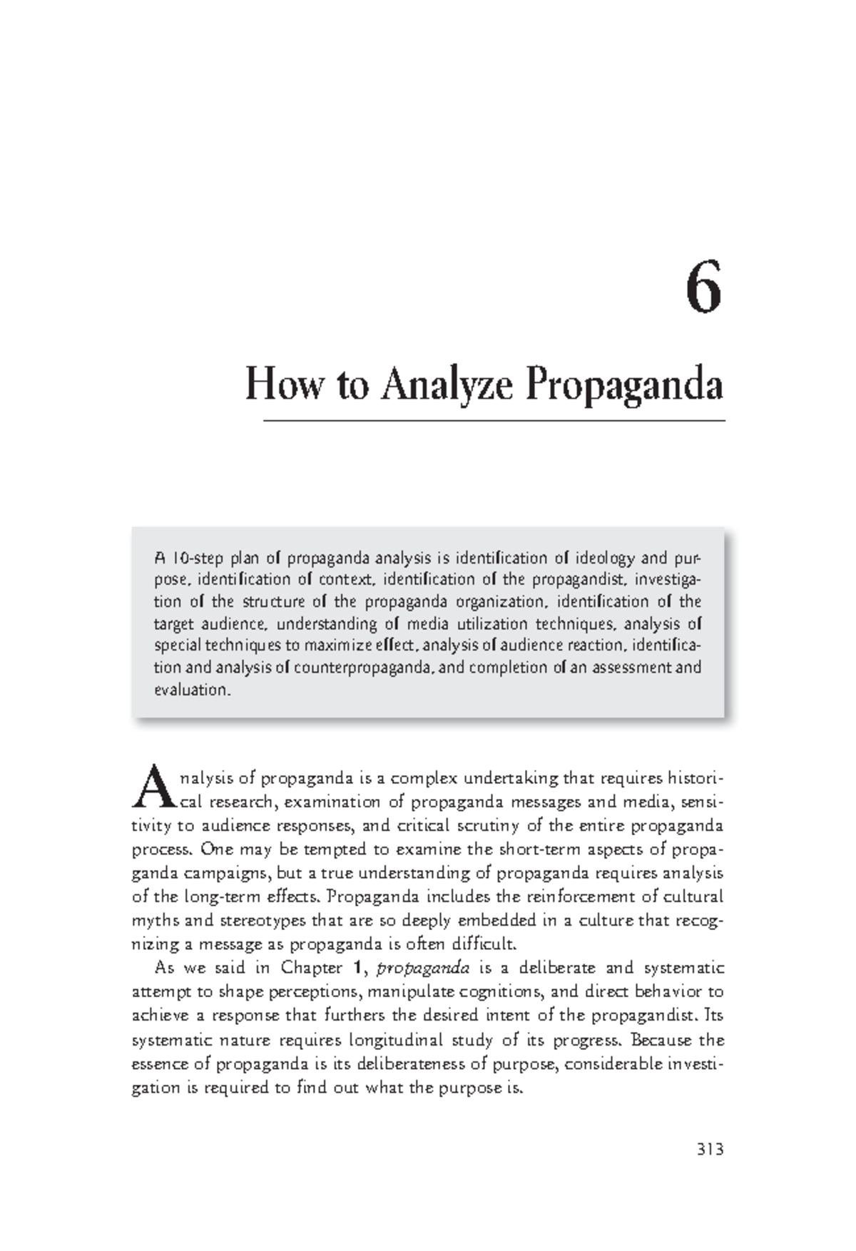 How to Analyse Propaganda - 313 6 How to Analyze Propaganda A 10-step plan of propaganda ...