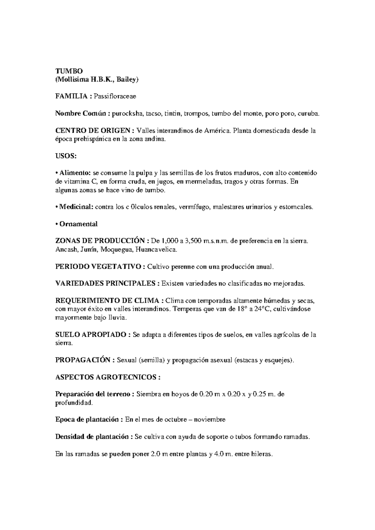 Tumbo - Fruta nativa - TUMBO (Mollisima H.B., Bailey) FAMILIA ...