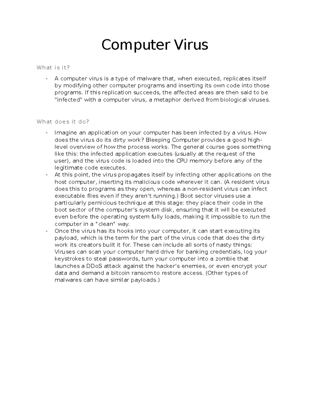 Computer Virus and Types - Computer Virus What is it? - A computer ...