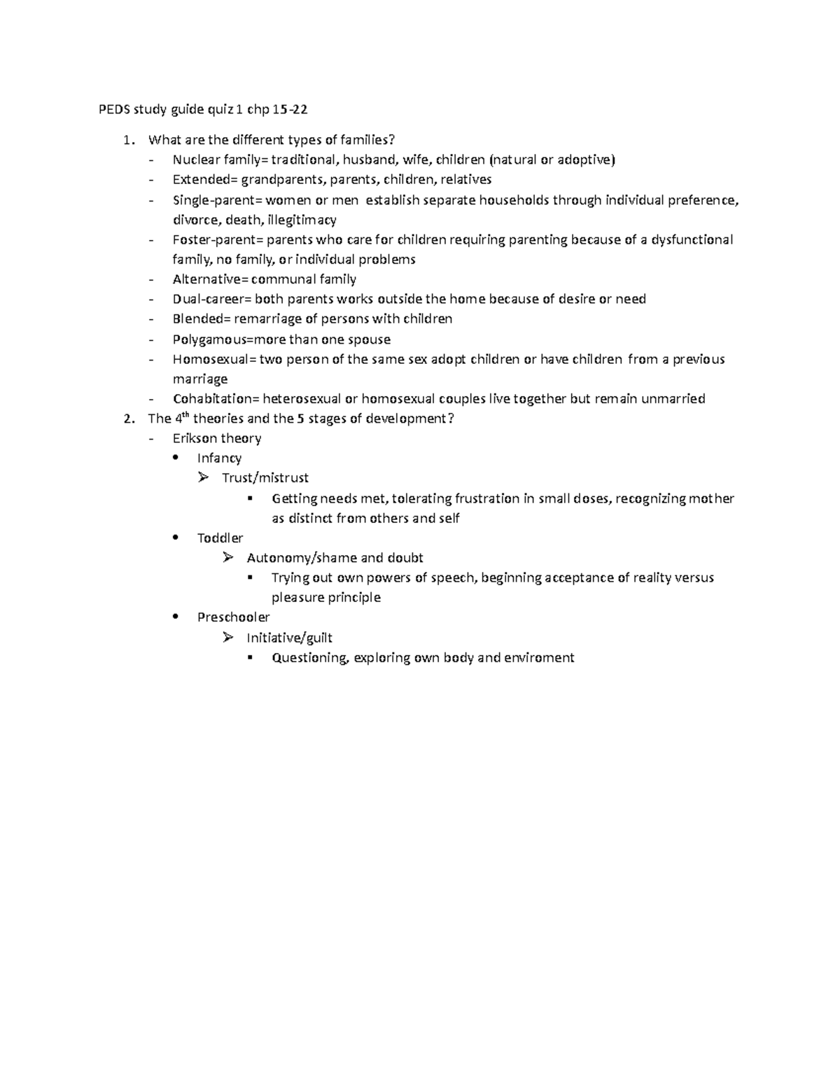 PEDS study guide exam 1 - practice - HOC 042 - Mission - Studocu