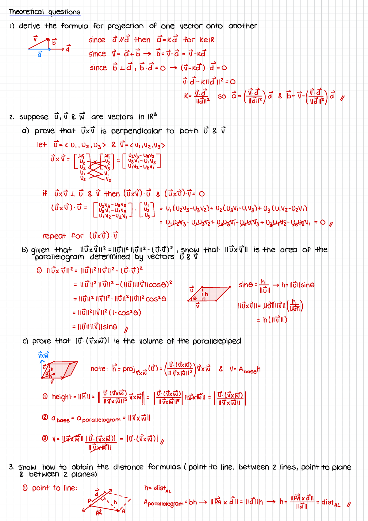 Midterm 1 - Theoretical questions 1) derive the formula for projection ...