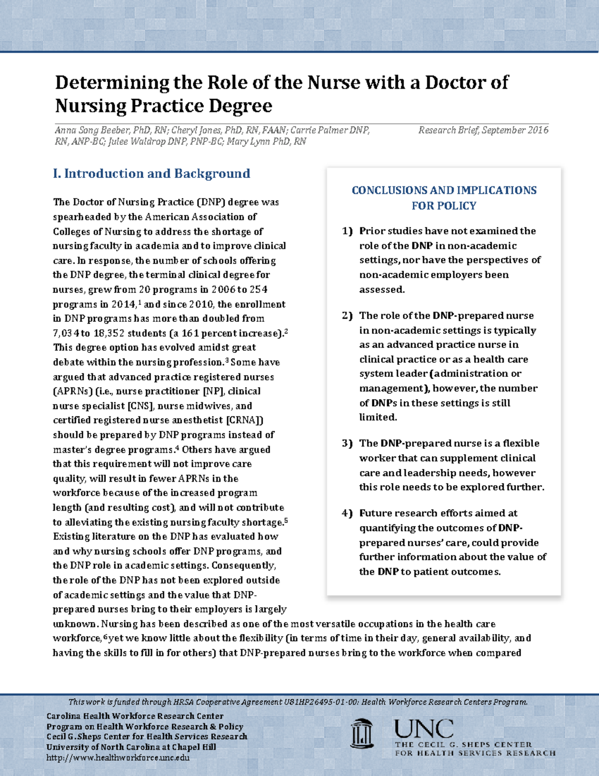 Determining the Role of the Nurse with a Doctor of Nursing Practice ...