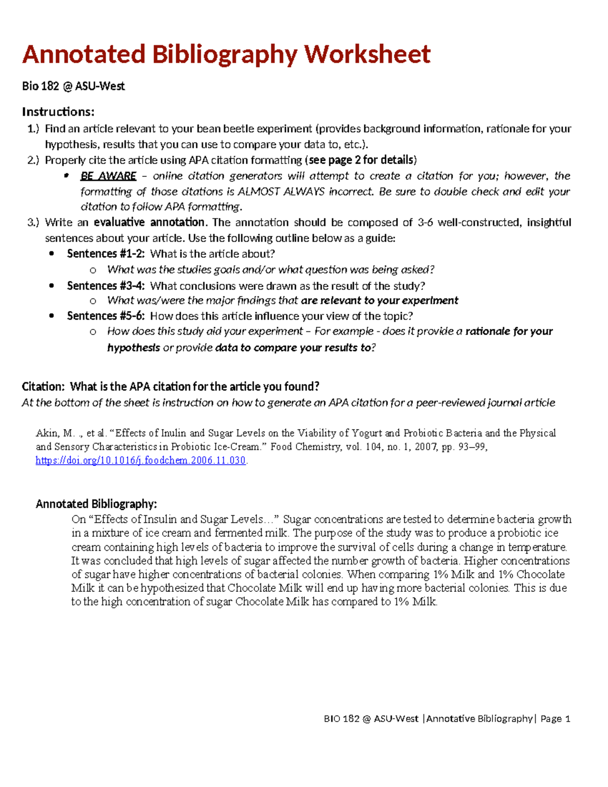 Bio182 Annotated Bibliography Worksheet 2.7.23 - Annotated Bibliography ...