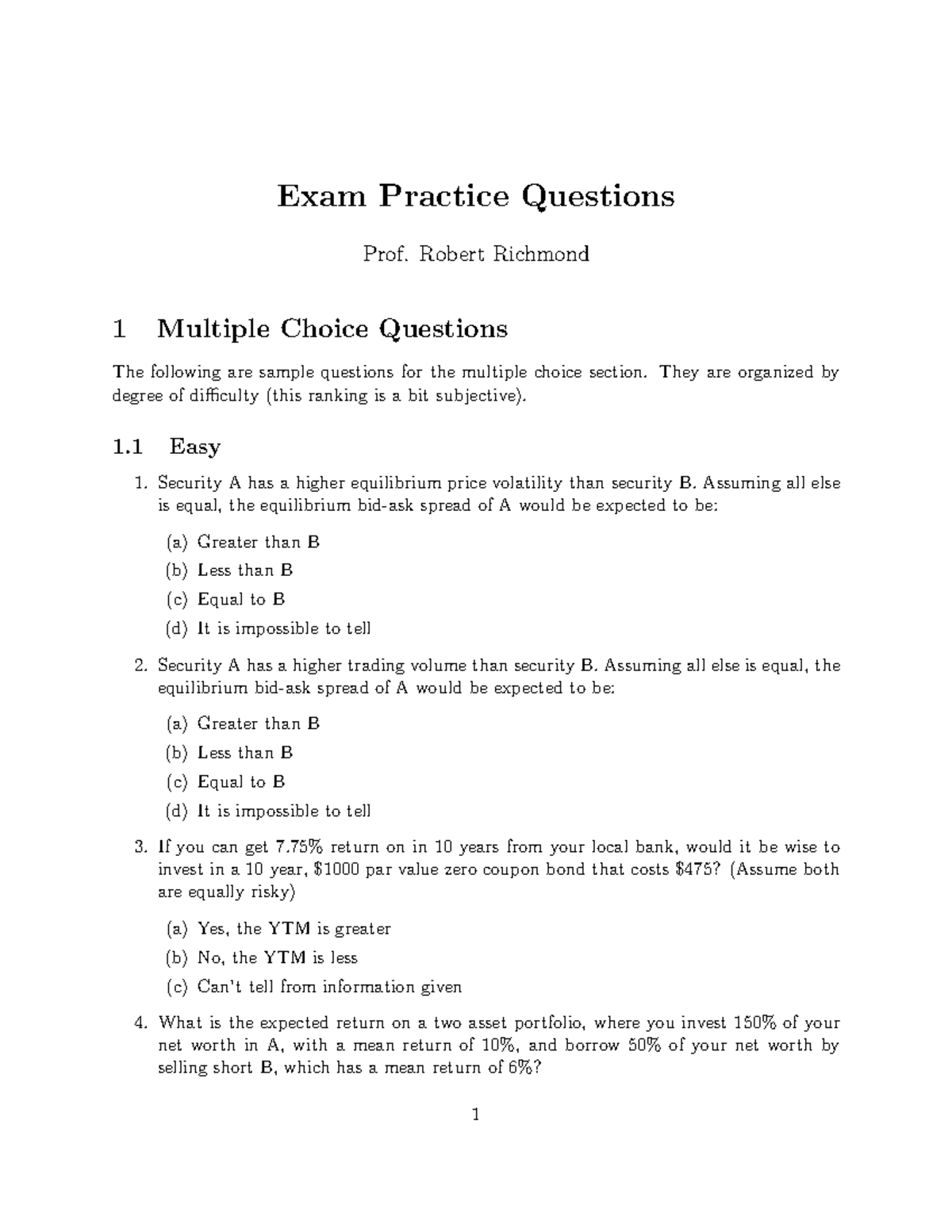 01 sample questions - title - Exam Practice Questions Prof. Robert ...