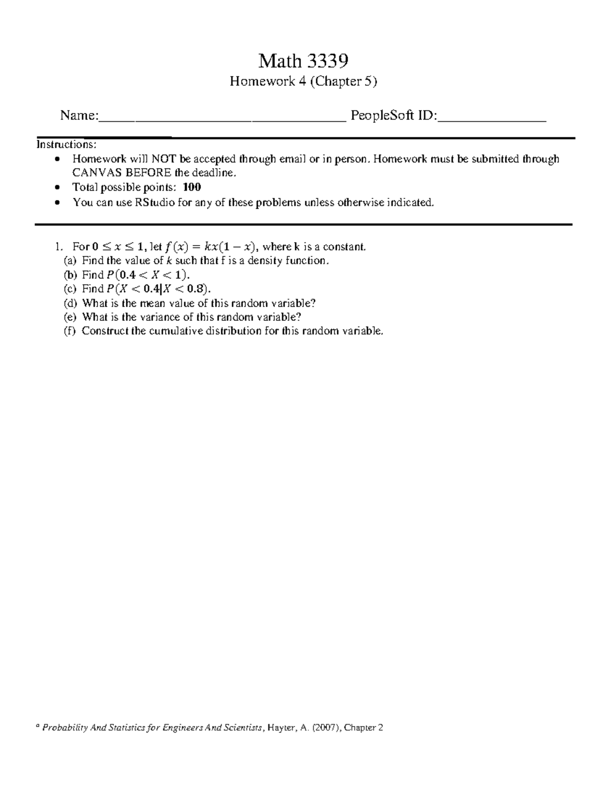 Hw4 FA2024 - questions - a Math 3339 Homework 4 (Chapter 5 ) Name