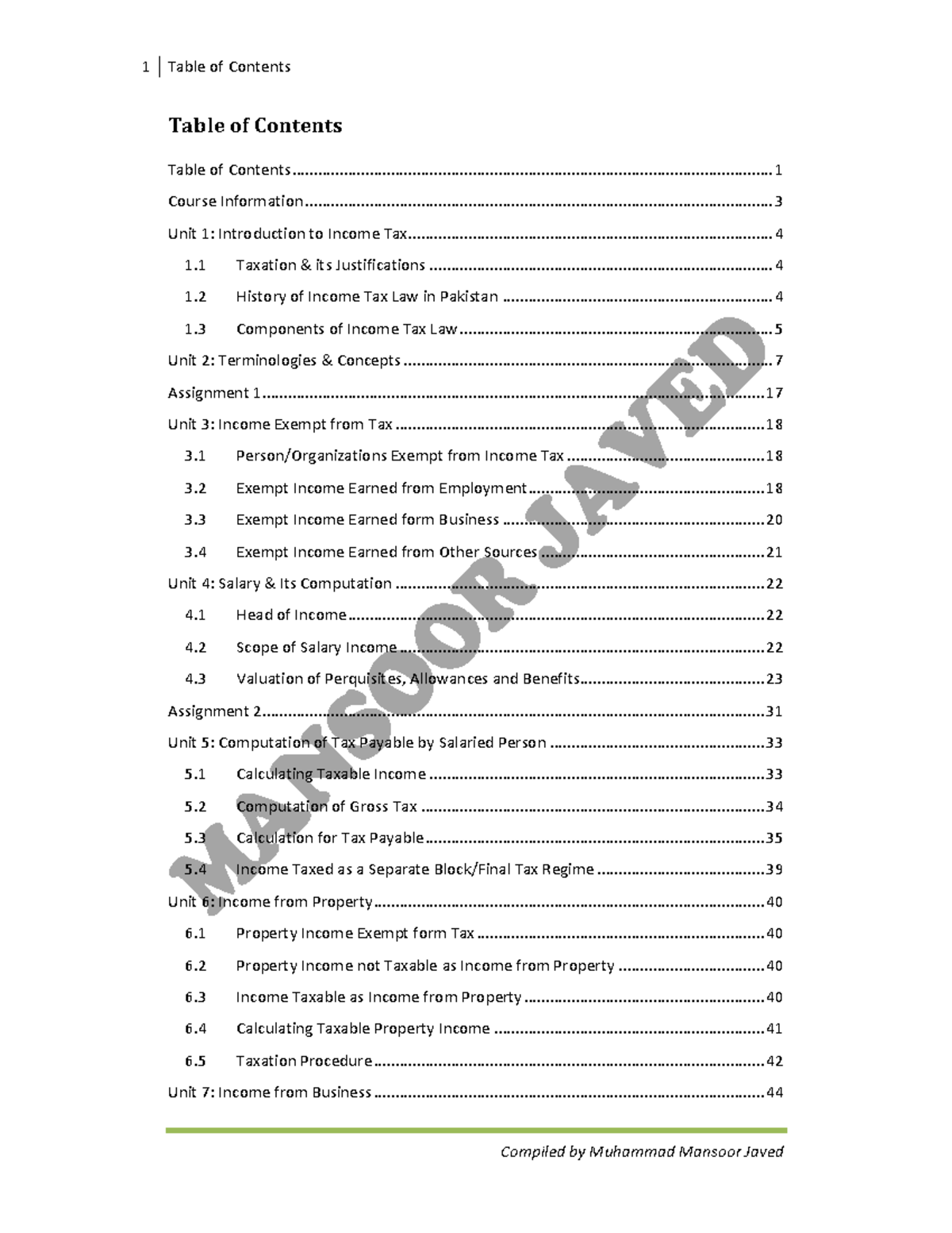 Tax Notes - 1 Table of Contents Table of Contents Table of Contents ...