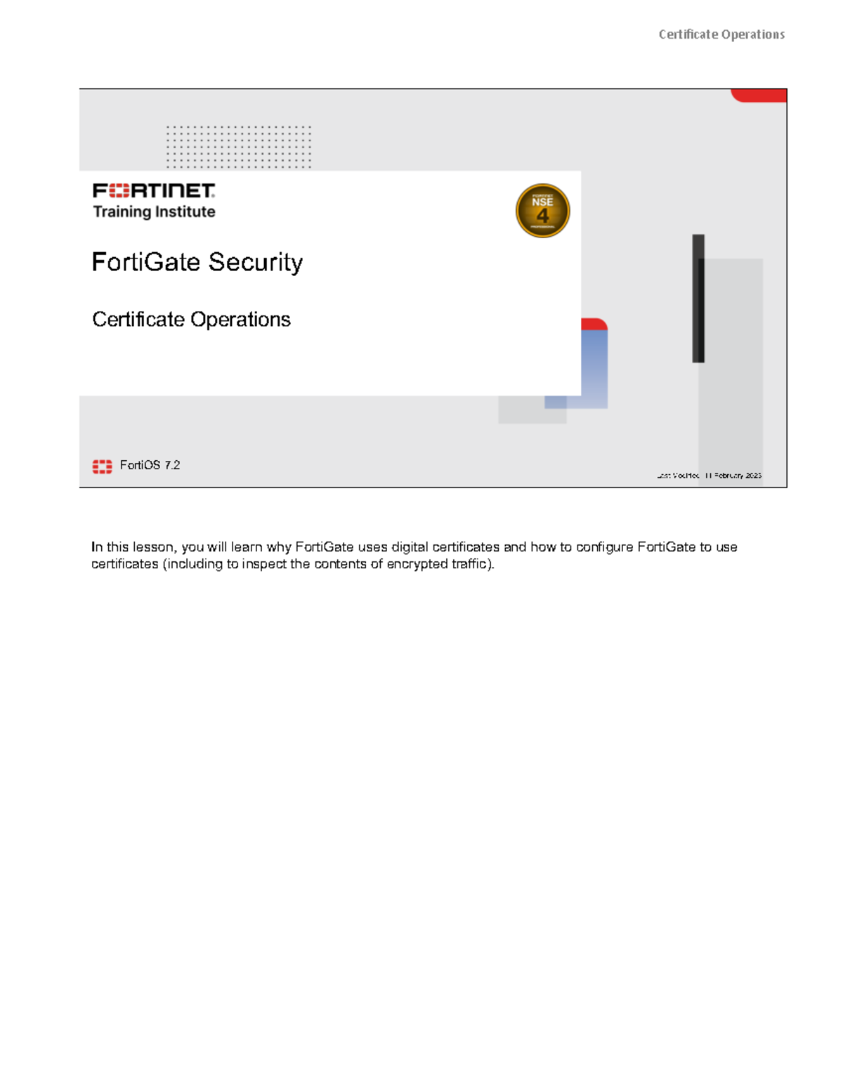 Forti Gate Sec 06 Certificate Operations - In this lesson, you will ...