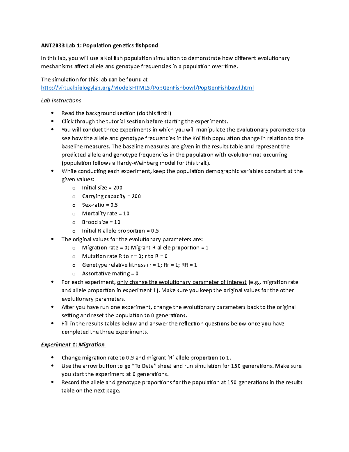 Lab 1 Pop gen lab Manual - Biological Anthropology Lab 1 - ANT2033 Lab ...