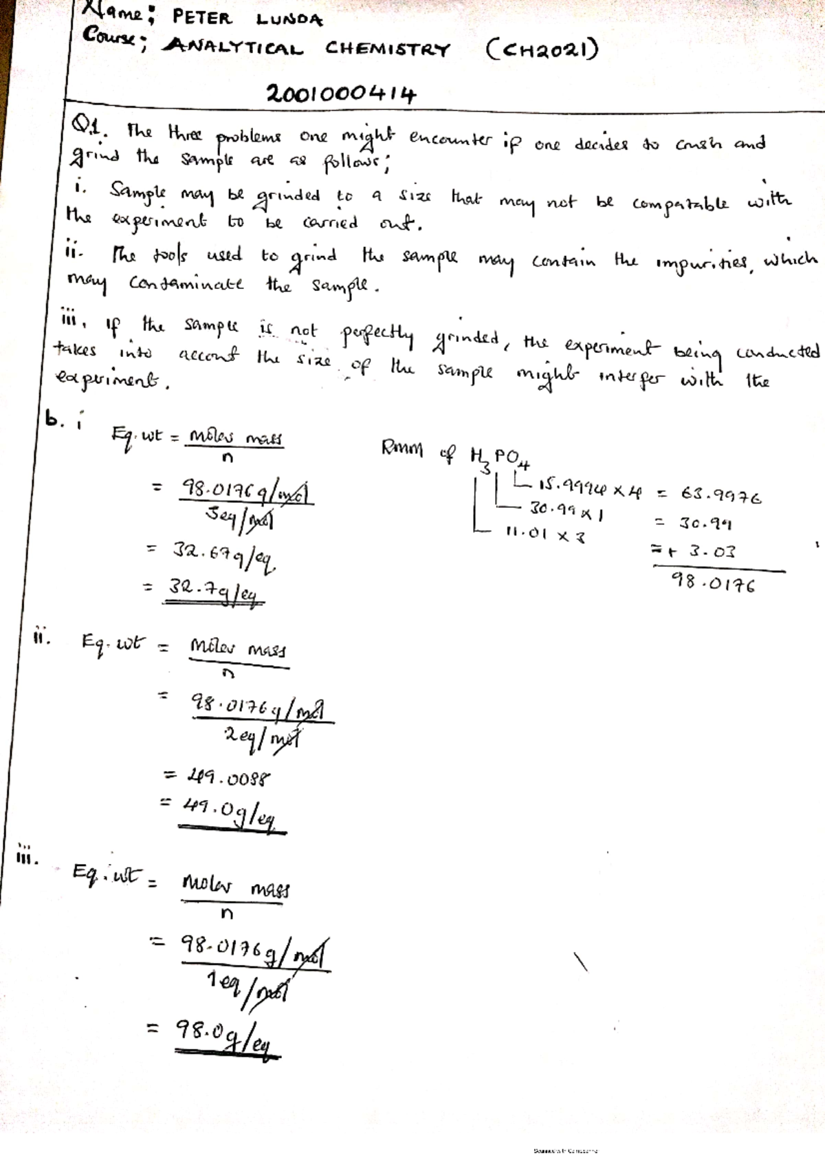Analytical Chemistry Organic Chemistry Studocu