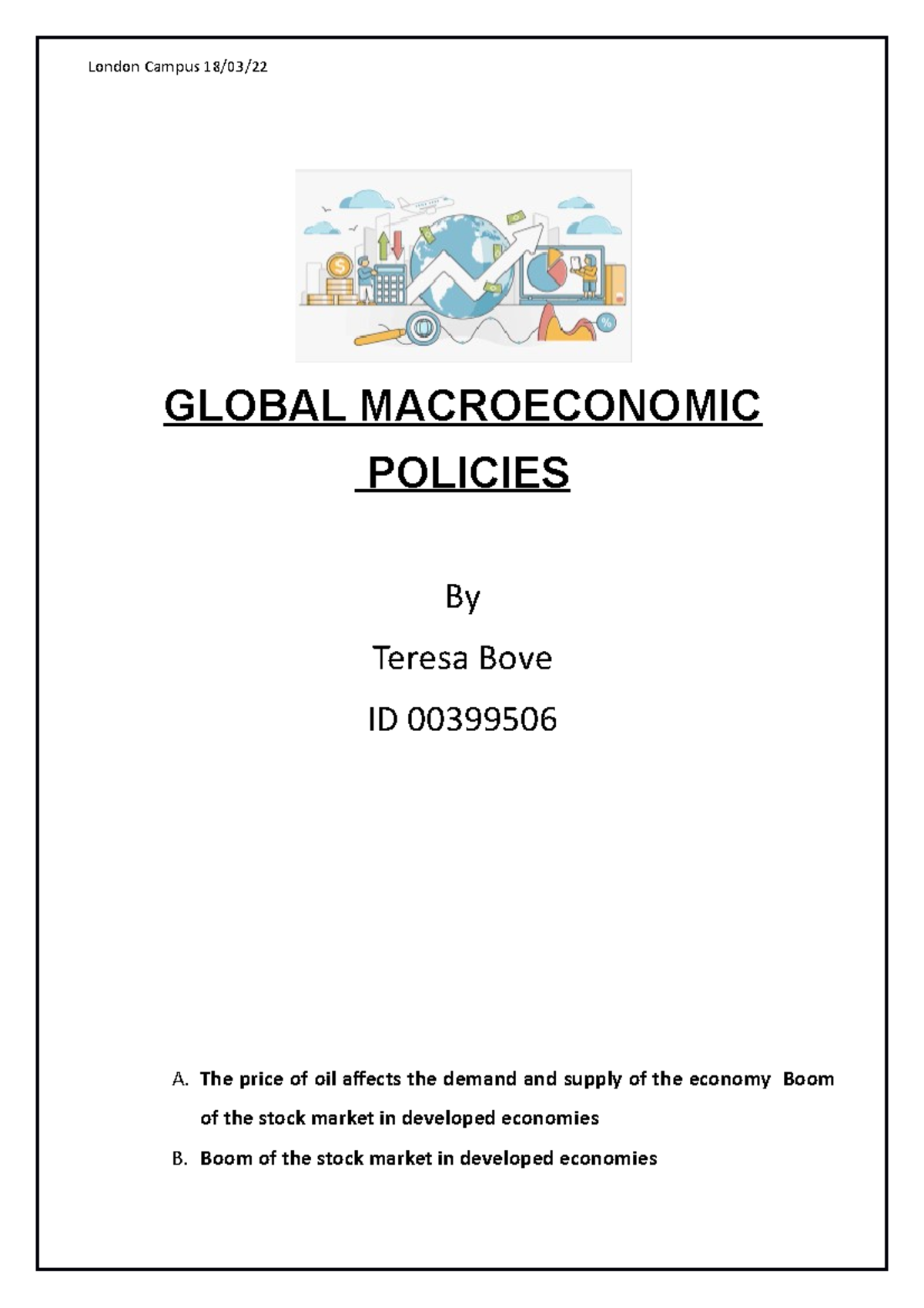 Essay Global Macroeconomic Policy - London Campus 18/03/ GLOBAL ...