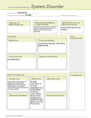 Cancer immunocompromised - ACTIVE LEARNING TEMPLATES System Disorder ...