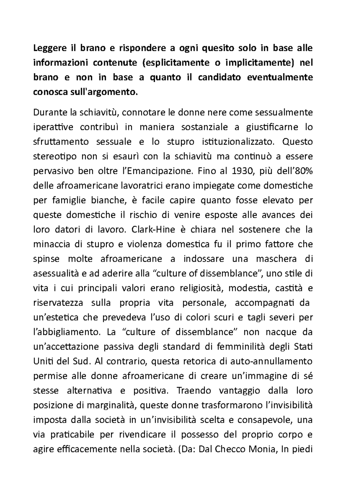 Brano 1 DA Somministrare - Leggere il brano e rispondere a ogni quesito ...
