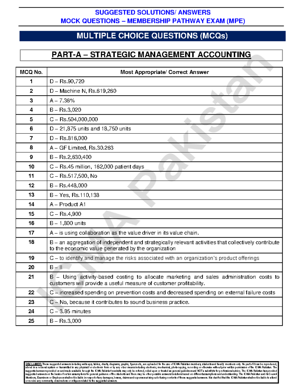 Solutions MPE - Solution mpe - MOCK QUESTIONS – MEMBERSHIP PATHWAY EXAM ...