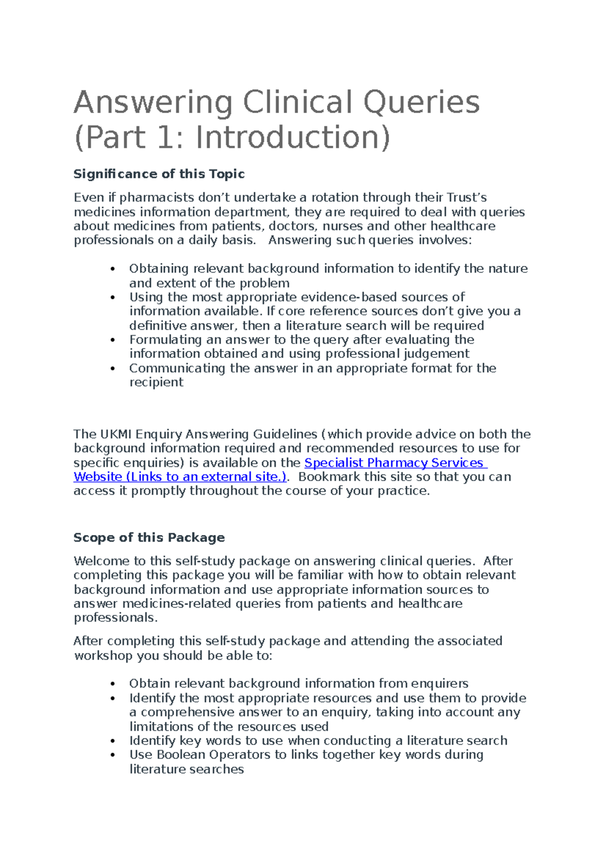 Answering Clinical Queries - Answering Clinical Queries (Part 1 ...