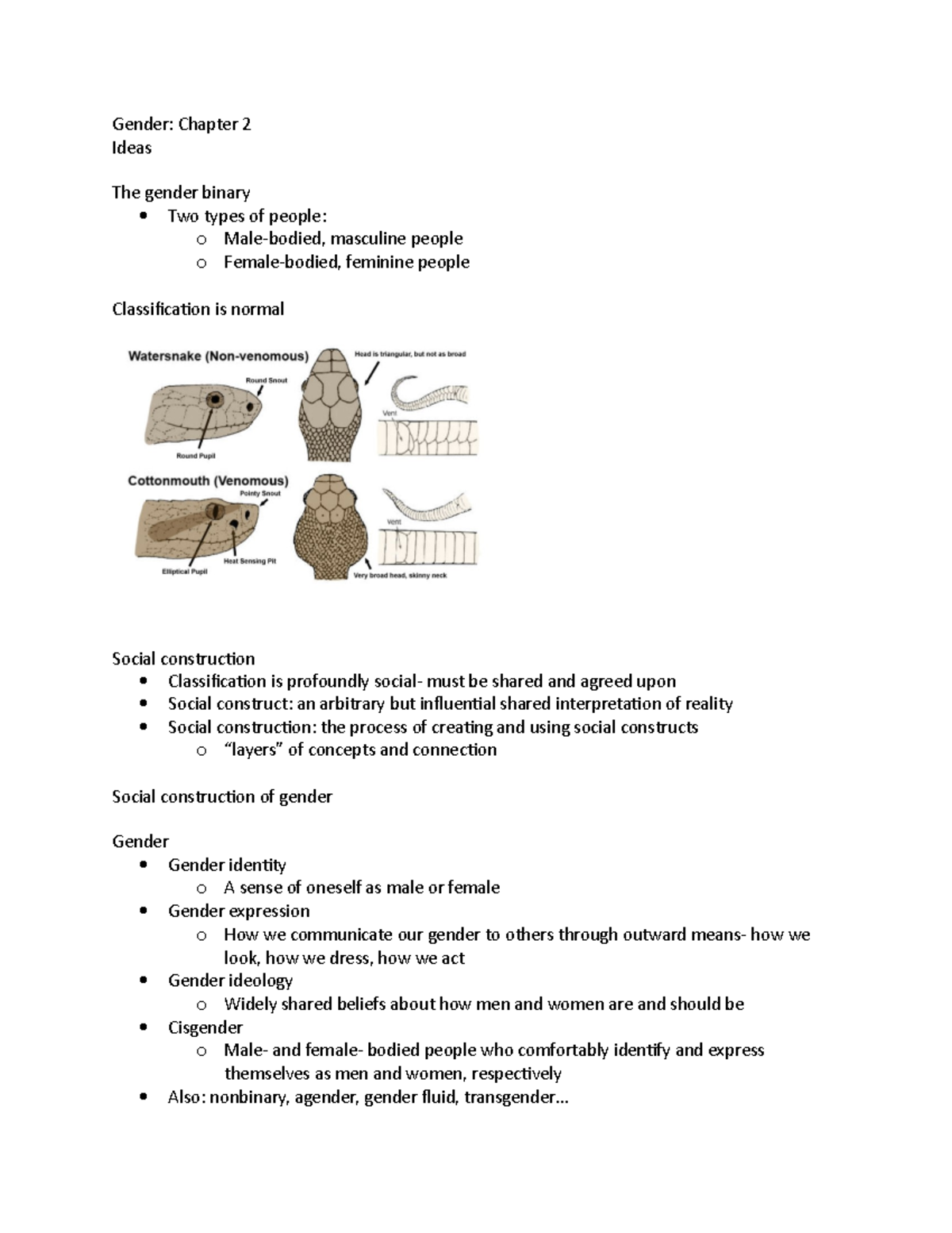 Gender Chapter 2 - Lecture notes 2 - Gender: Chapter 2 Ideas The gender ...