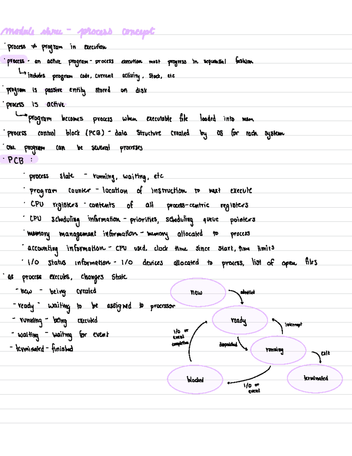 Module 2 Notes COP 4610 - Process Concept - module three process ...
