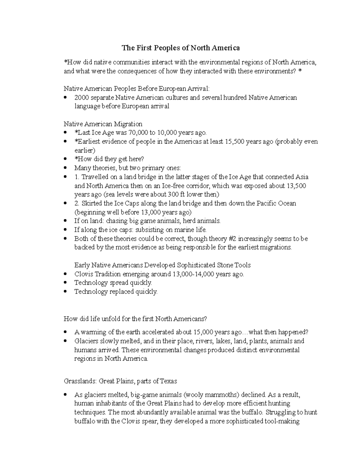 History 1301 Chapter 1 - Mark Robbins - The First Peoples of North ...