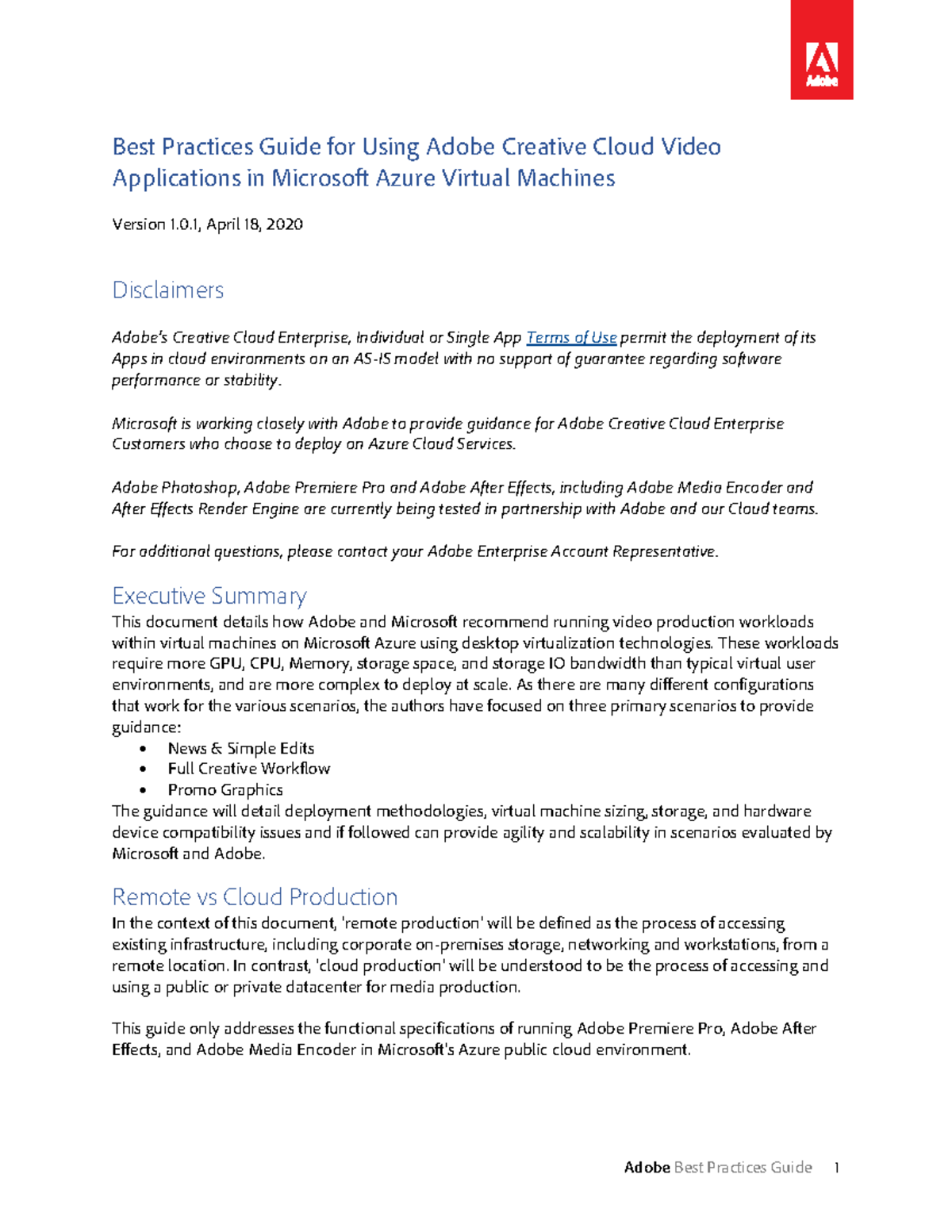 Adobe Azure VDI Best Practices Guide 1.0.1 2020-04-18 - Best Practices ...
