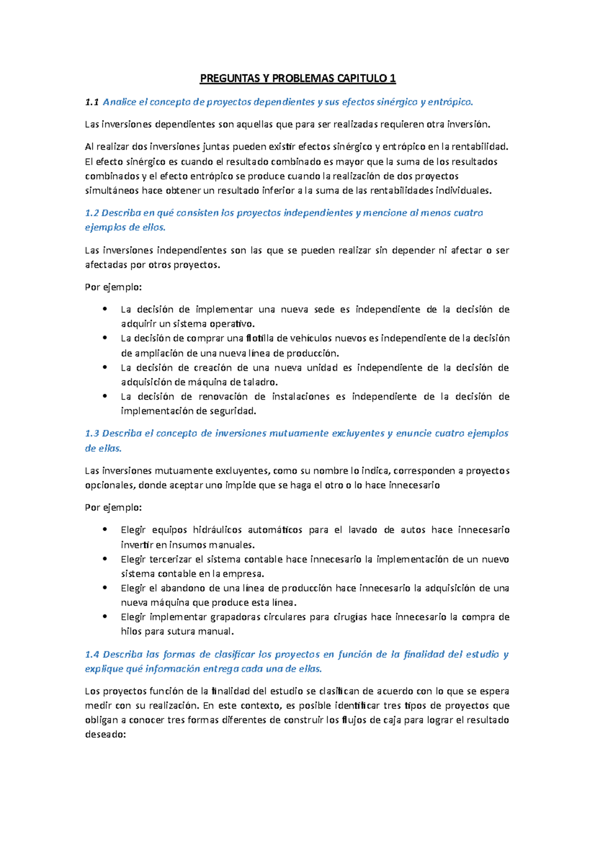 Tarea 1 - Capitulo 1 Proyectos de Inversion Nassir Sapag Chain 2Edic ...