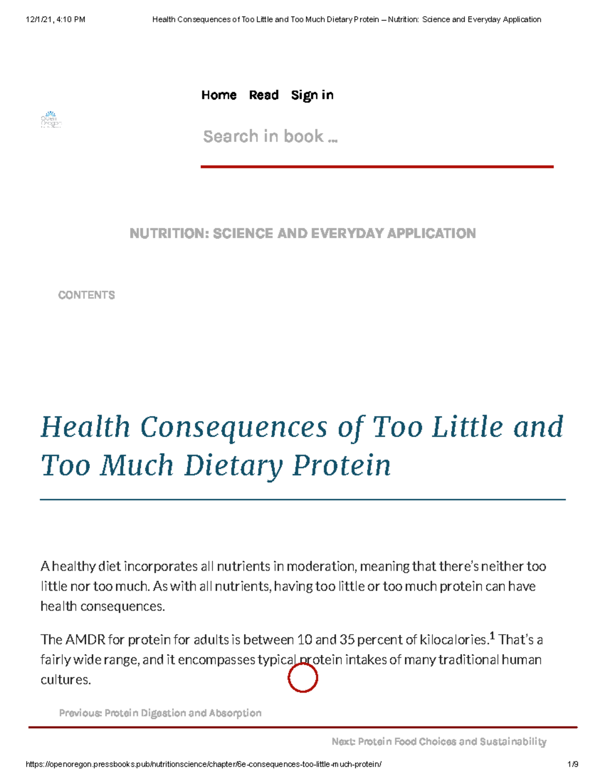 CH 6 Health Consequences of Too Little and Too Much Dietary Protein ...