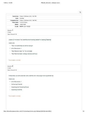 UGRD-ITE6101A Technopreneurship Prelim Quiz 1 - UGRD-ITE6101A Technopreneurship - Studocu