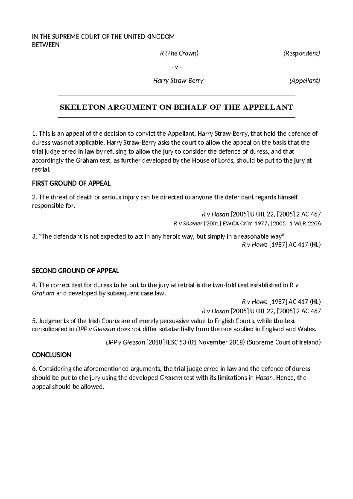 Skeleton Argument (Appellant)[25] - IN THE SUPREME COURT OF THE UNITED ...