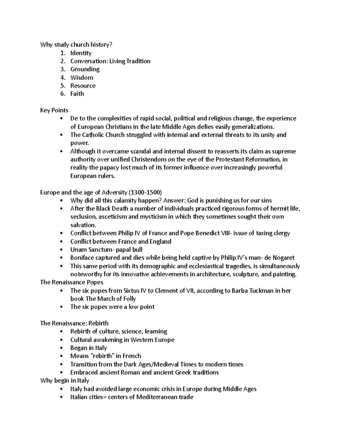 Chapter 1 - Why study church history? 1. Identity 2. Conversation ...