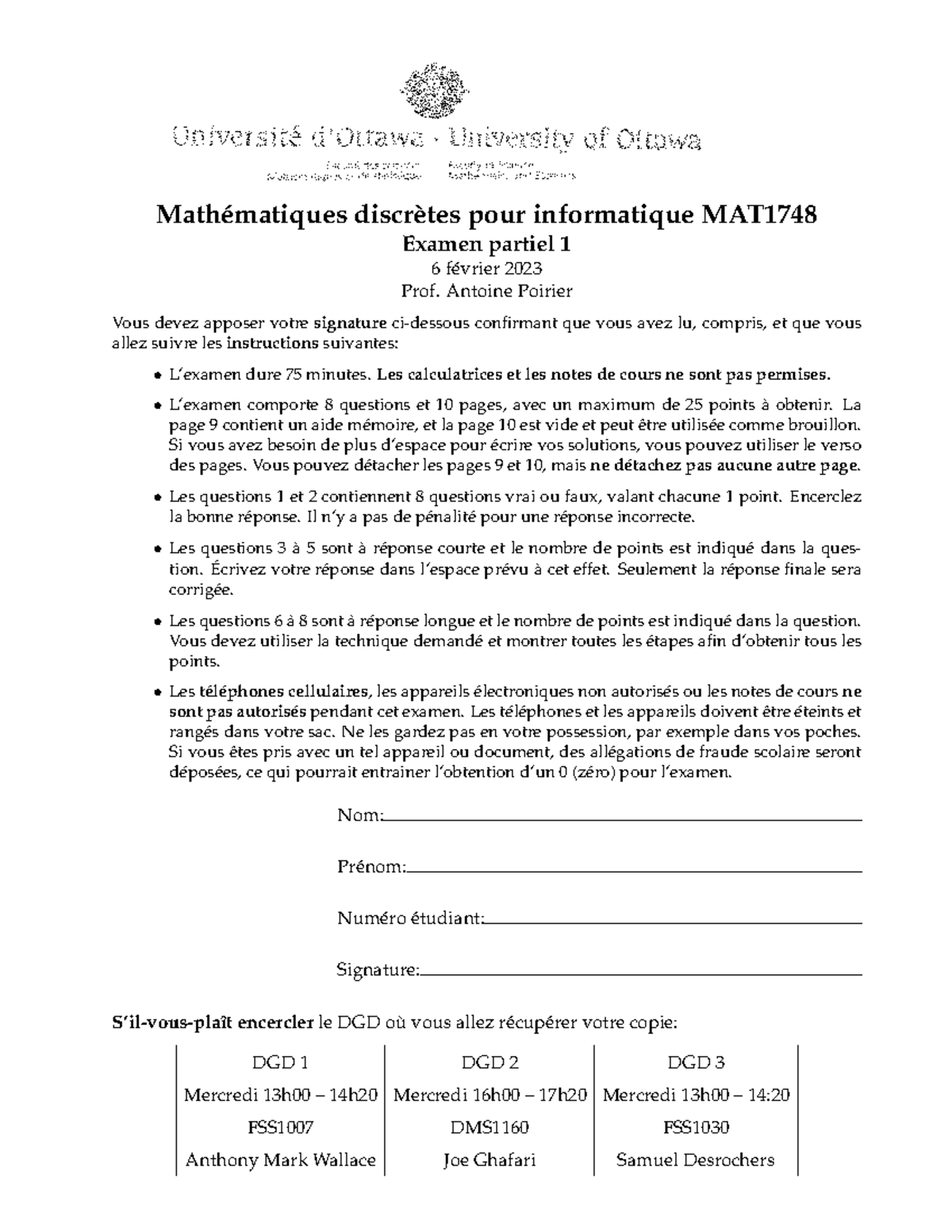 Mi-session 1 corrigé - archive - Math ́ematiques discr`etes pour ...