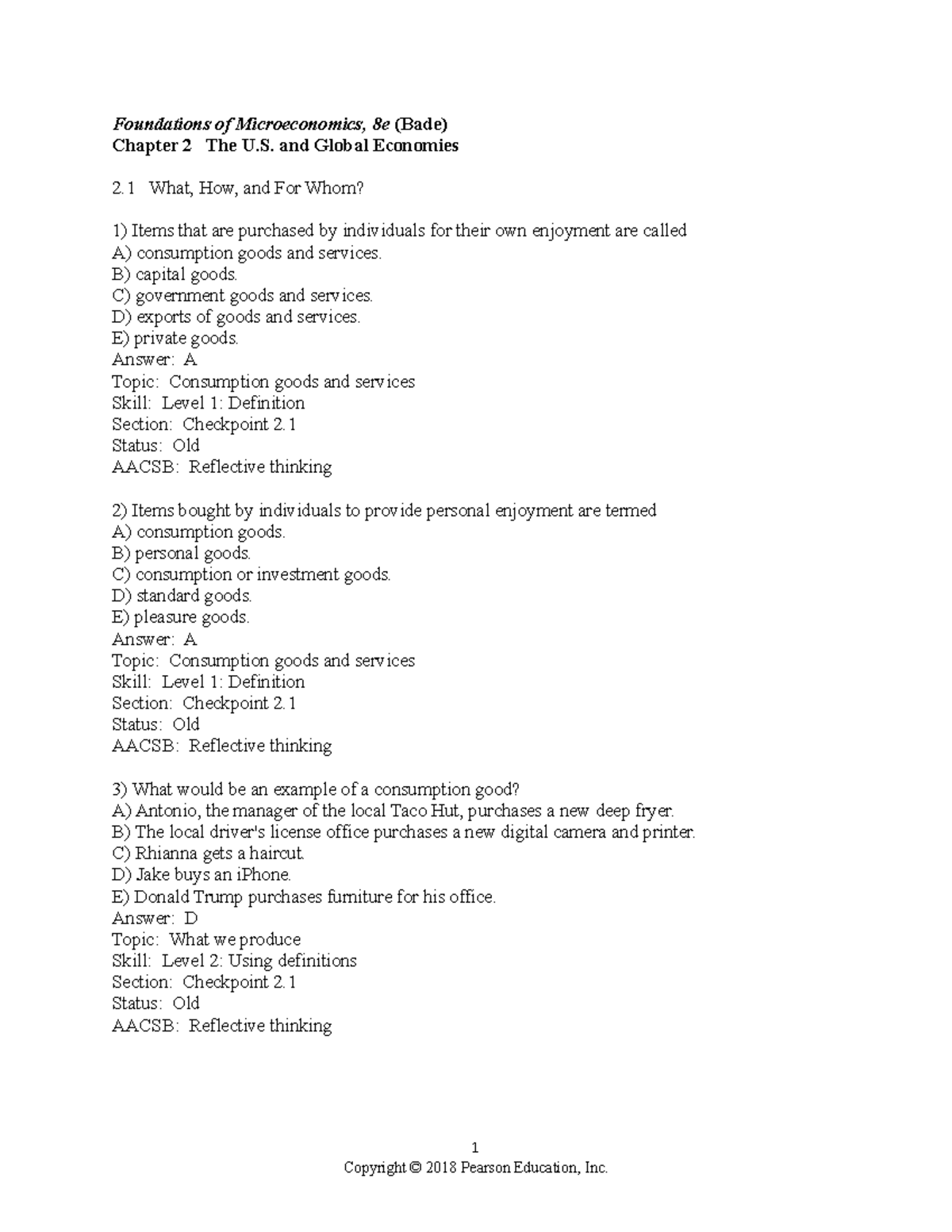 Chapter 2 - Foundations of Microeconomics, 8e (Bade) Chapter 2 The U ...