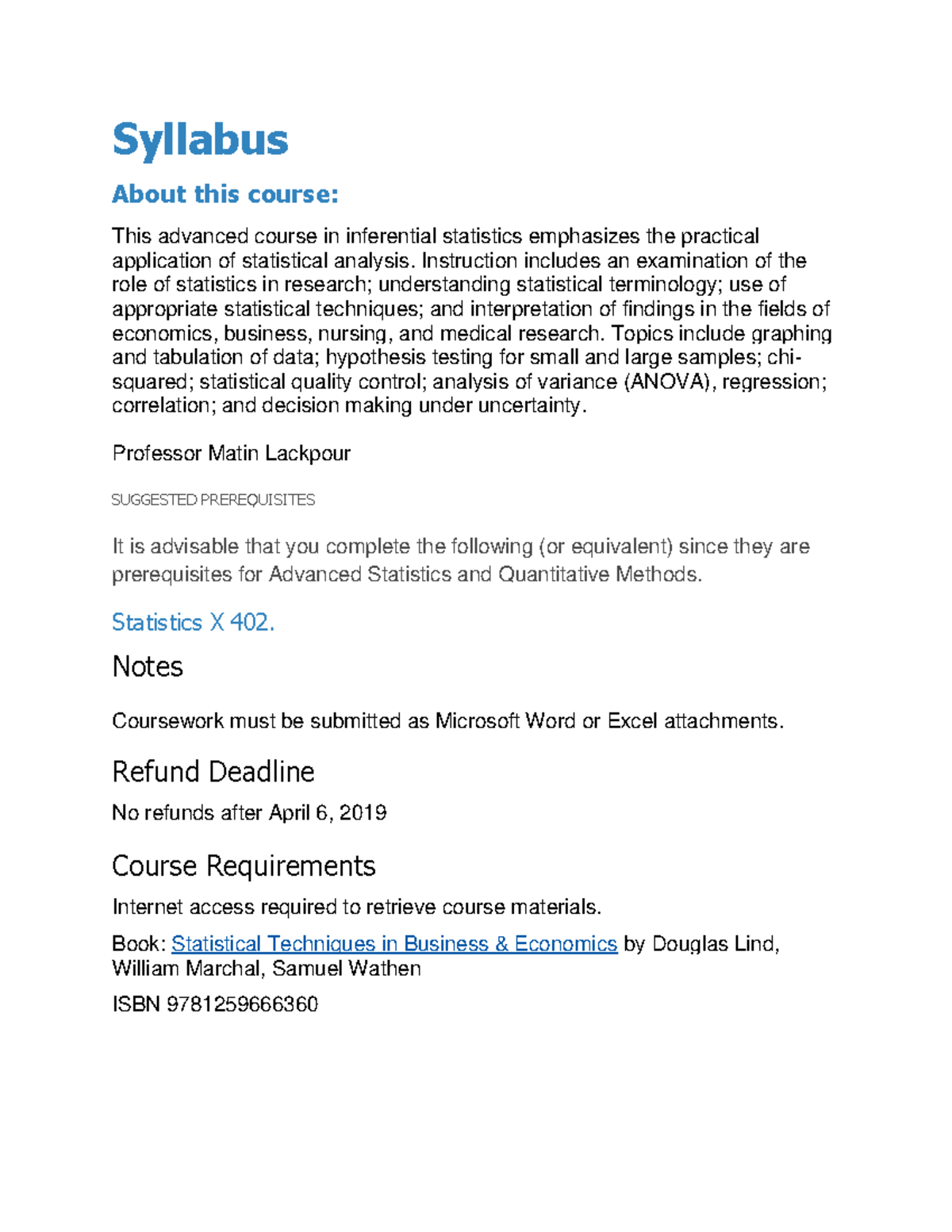 Syllabus for Sales - Syllabus About this course: This advanced course ...