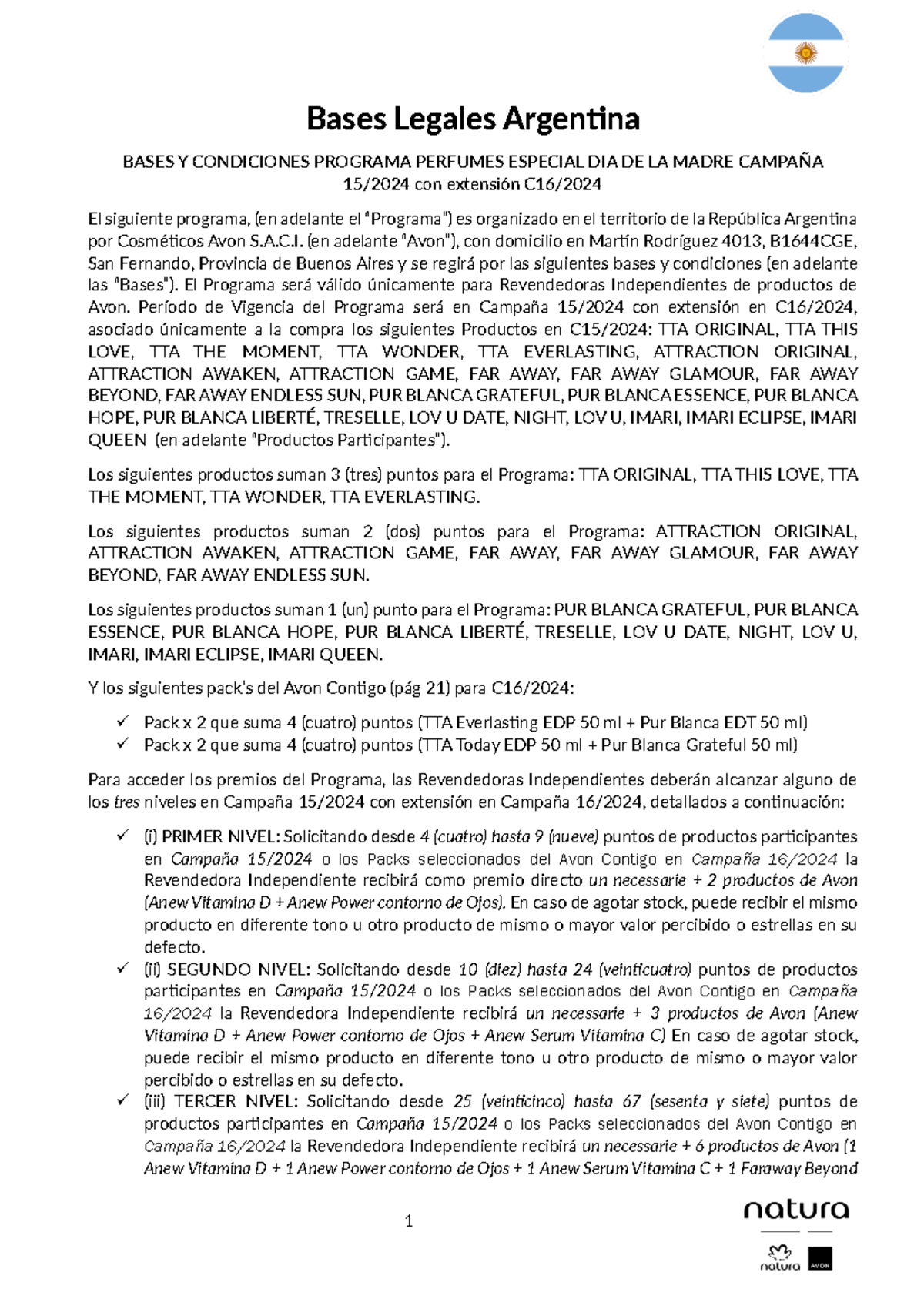 ARG Programa Perfumes C15 C16 2024 - 1 Bases Legales Argentina BASES Y CONDICIONES PROGRAMA ...