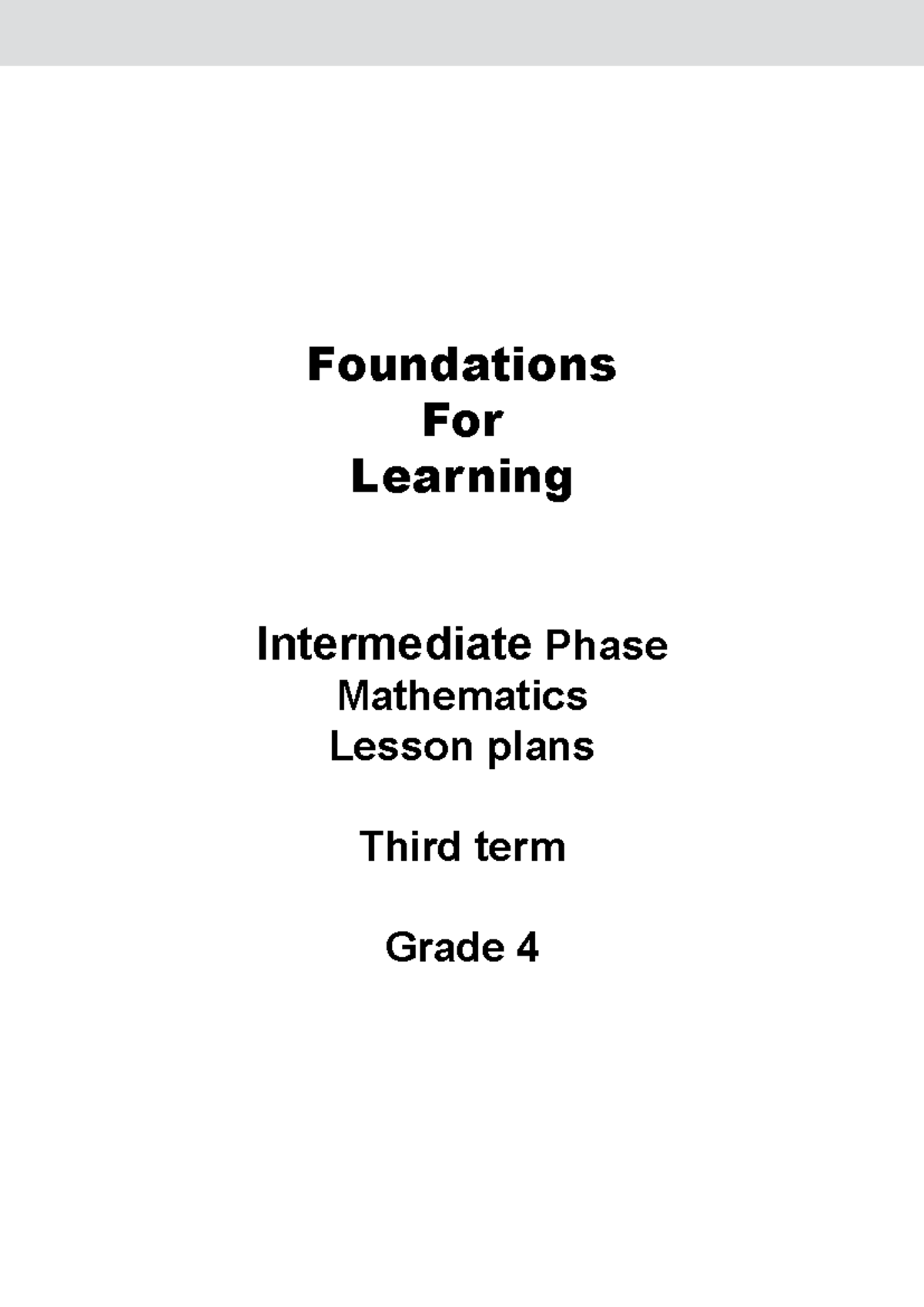 Grade 4 Term 4 - Leaning - GRADE 4 MATHEMATICS Third Term Lesson Plan 1 ...