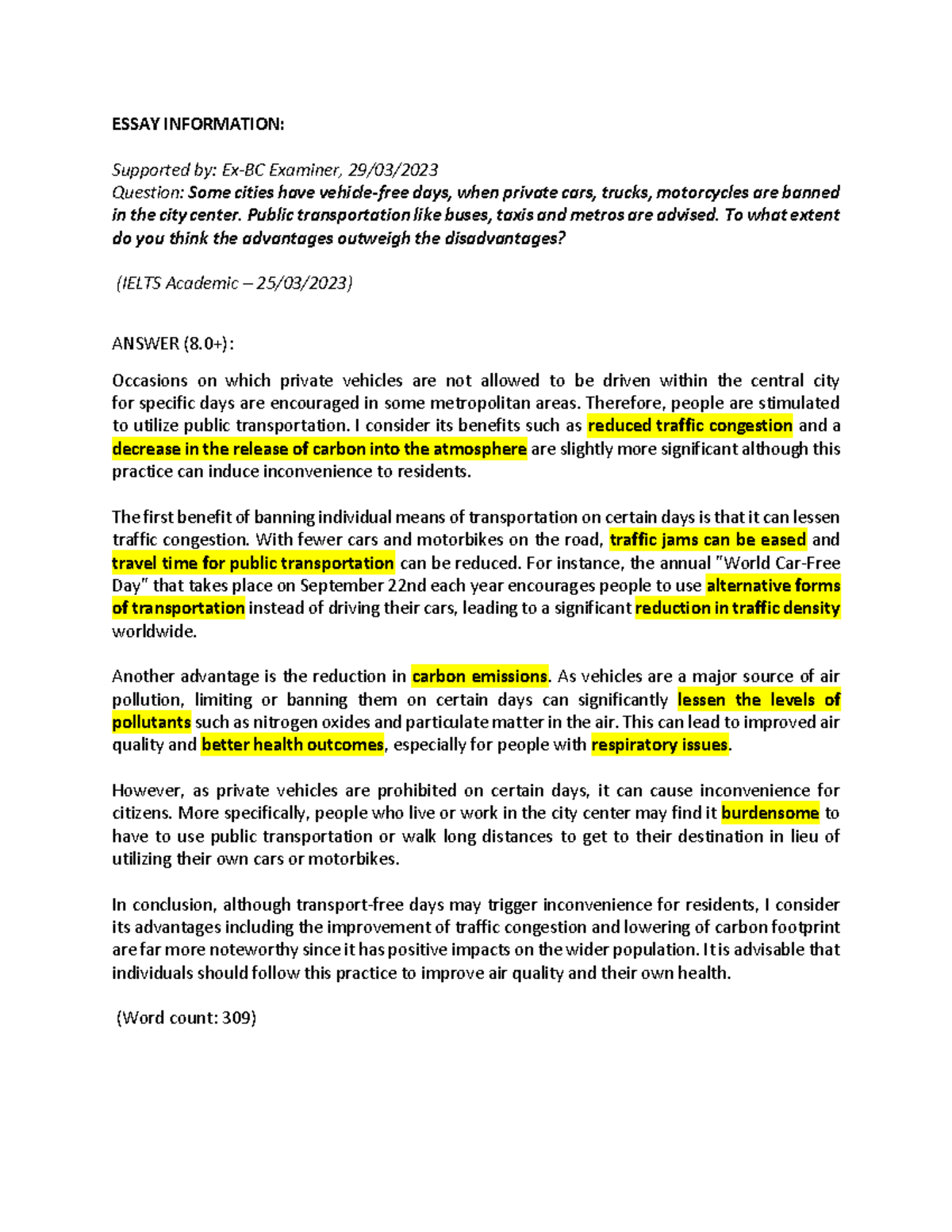 Sample Writing Task 2 25 - ESSAY INFORMATION: Supported by: Ex-BC ...