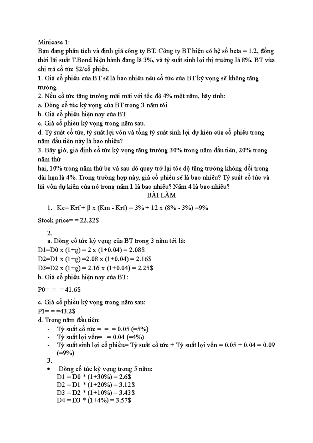 DGDN CASE1 - đgdn - Minicase 1: Bạn đang phân tích và định giá công ty ...